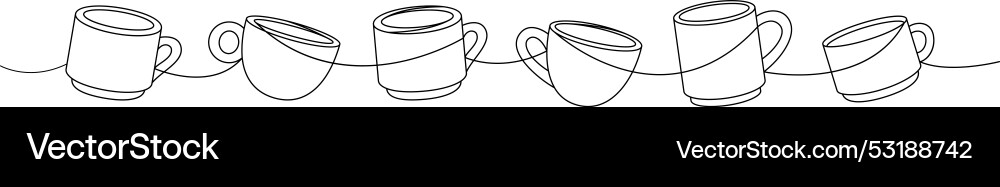 Coffee cups one line continuous drawing hand Vector Image