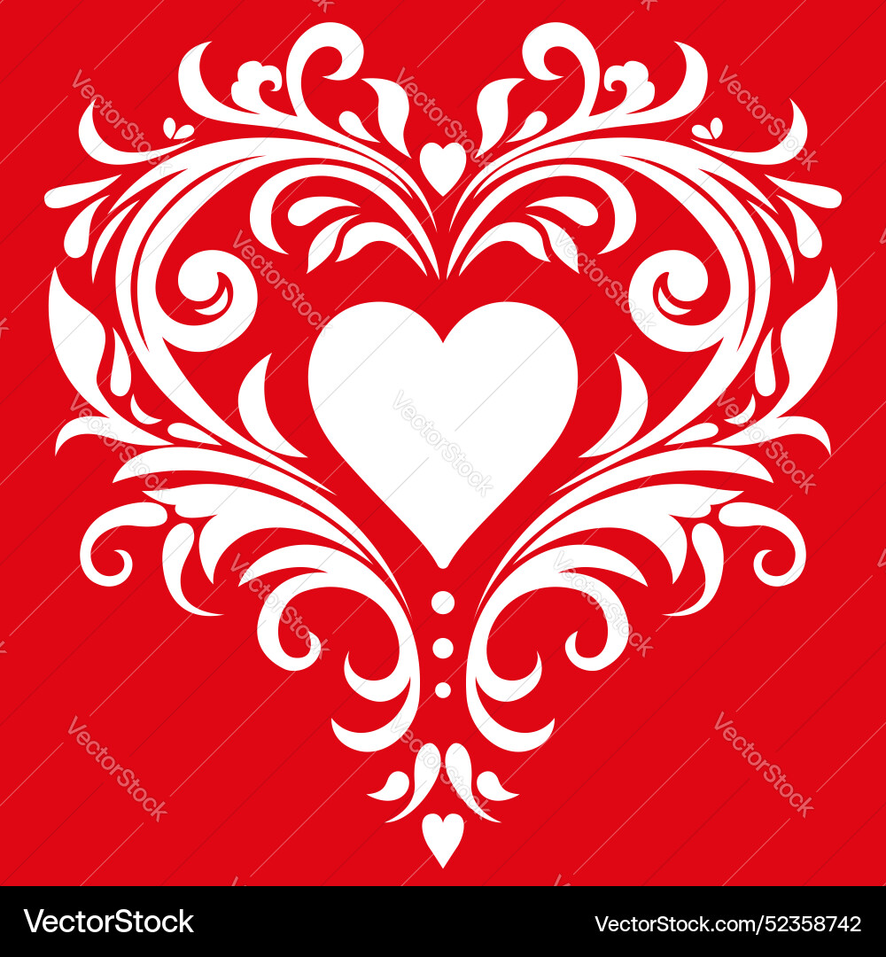 Decorative heart damask ornate style Royalty Free Vector