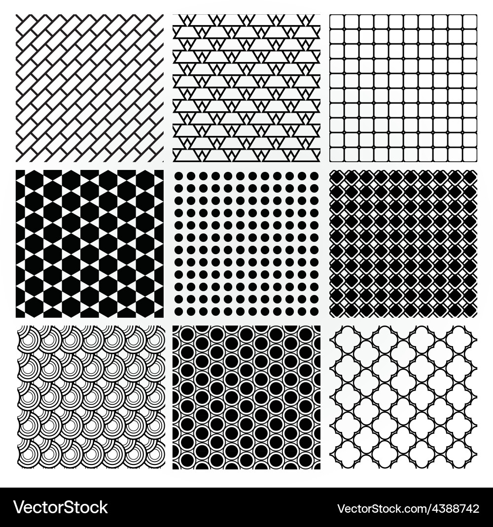 Geometric monochrome seamless background patterns Vector Image