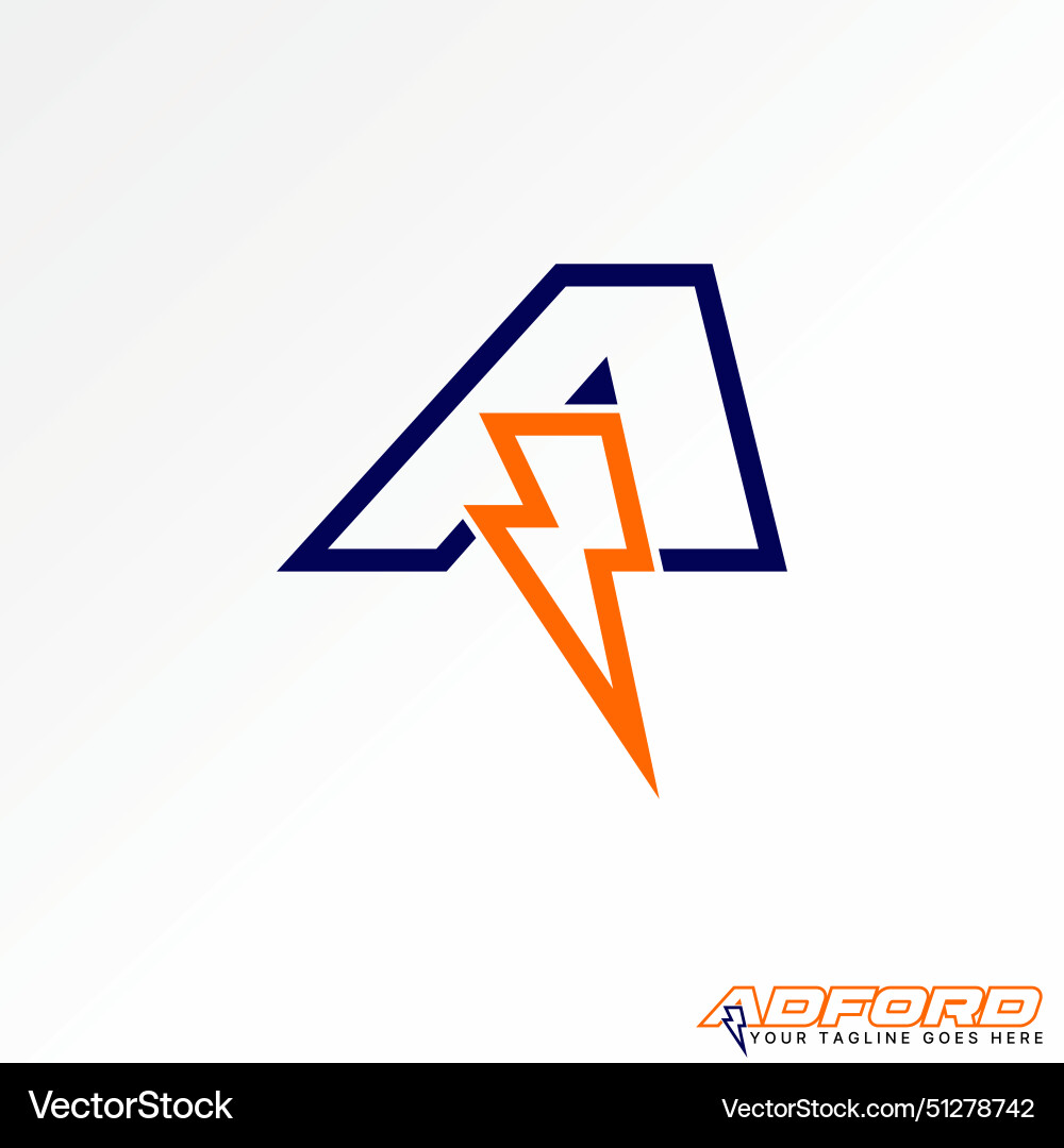 Initial a italic sans serif font thunder electric Vector Image