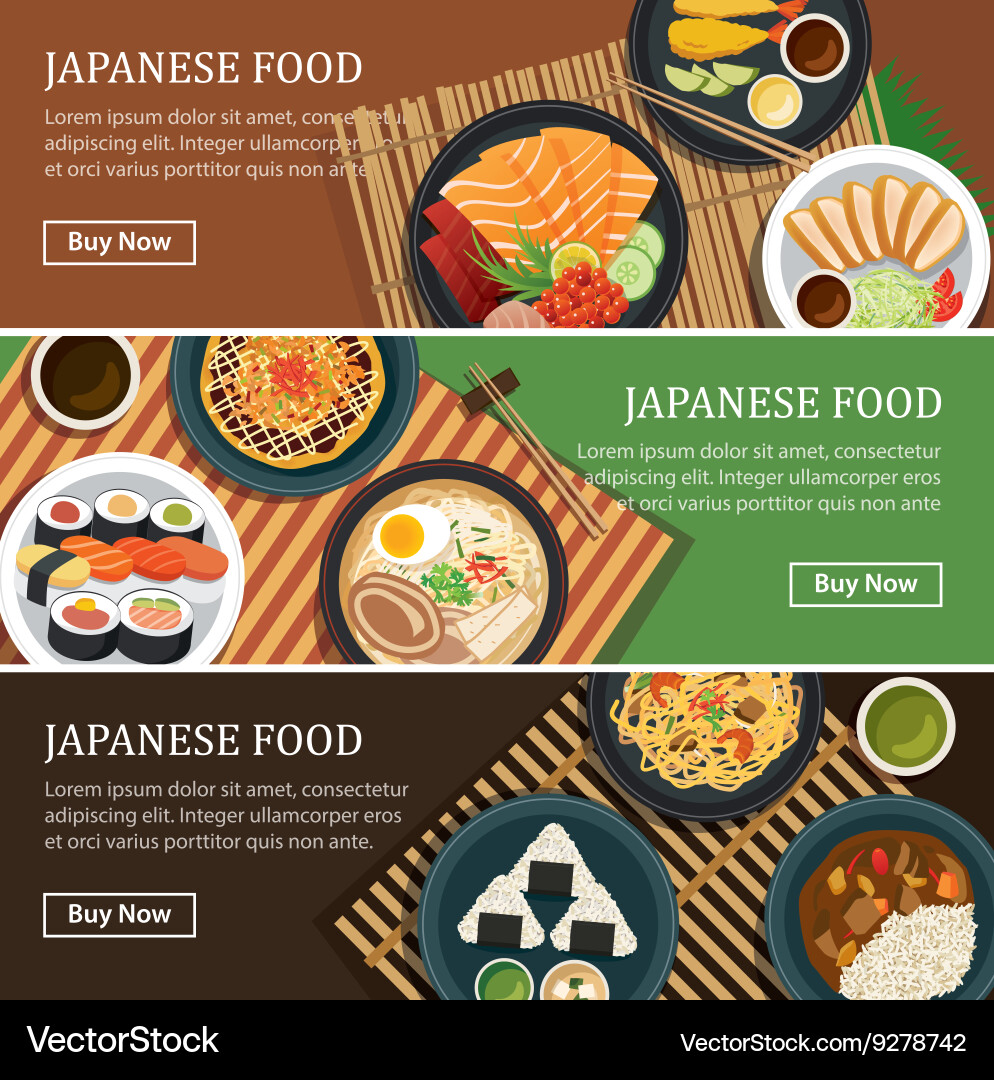 Japanese food web banner Royalty Free Vector Image