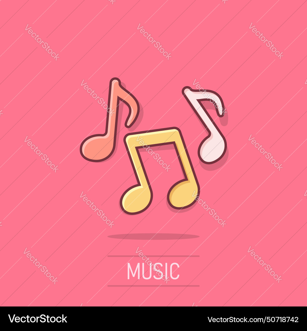 Music note icon in comic style song cartoon Vector Image