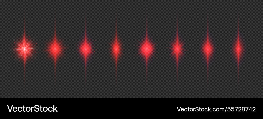 Set of red light effects lens flares Royalty Free Vector