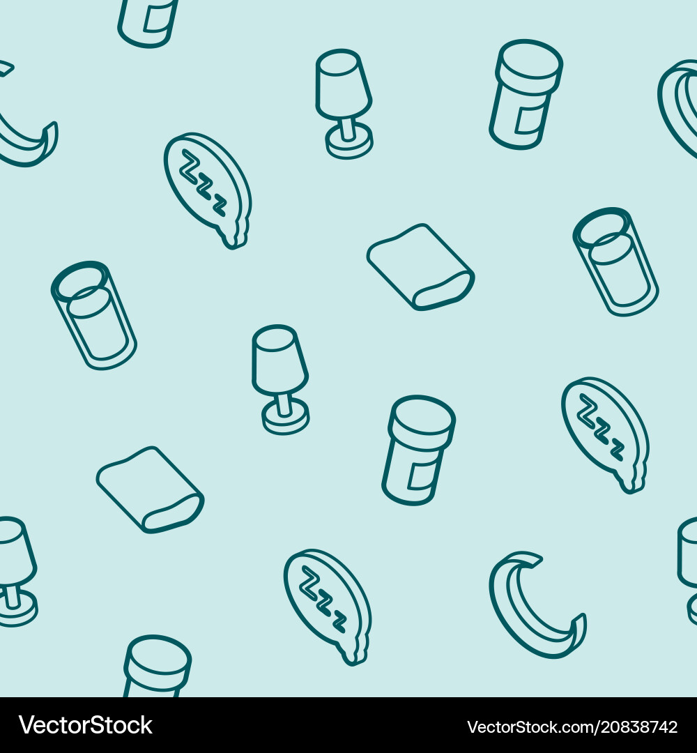 Sleep outline isometric pattern Royalty Free Vector Image