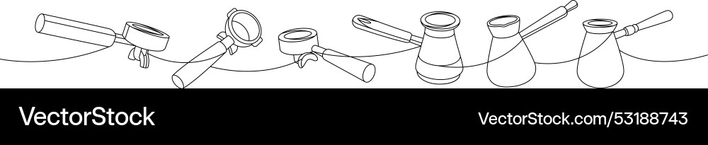 Coffee shop set one line continuous drawing Vector Image