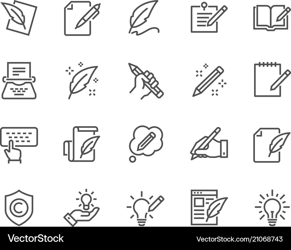 Copywriting Line Icons Royalty Free Vector Image