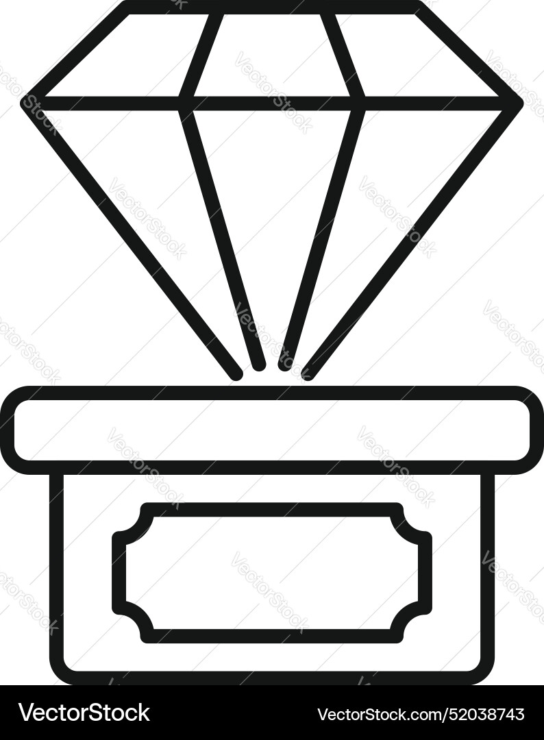 Diamond shining over open jewelry box line icon Vector Image