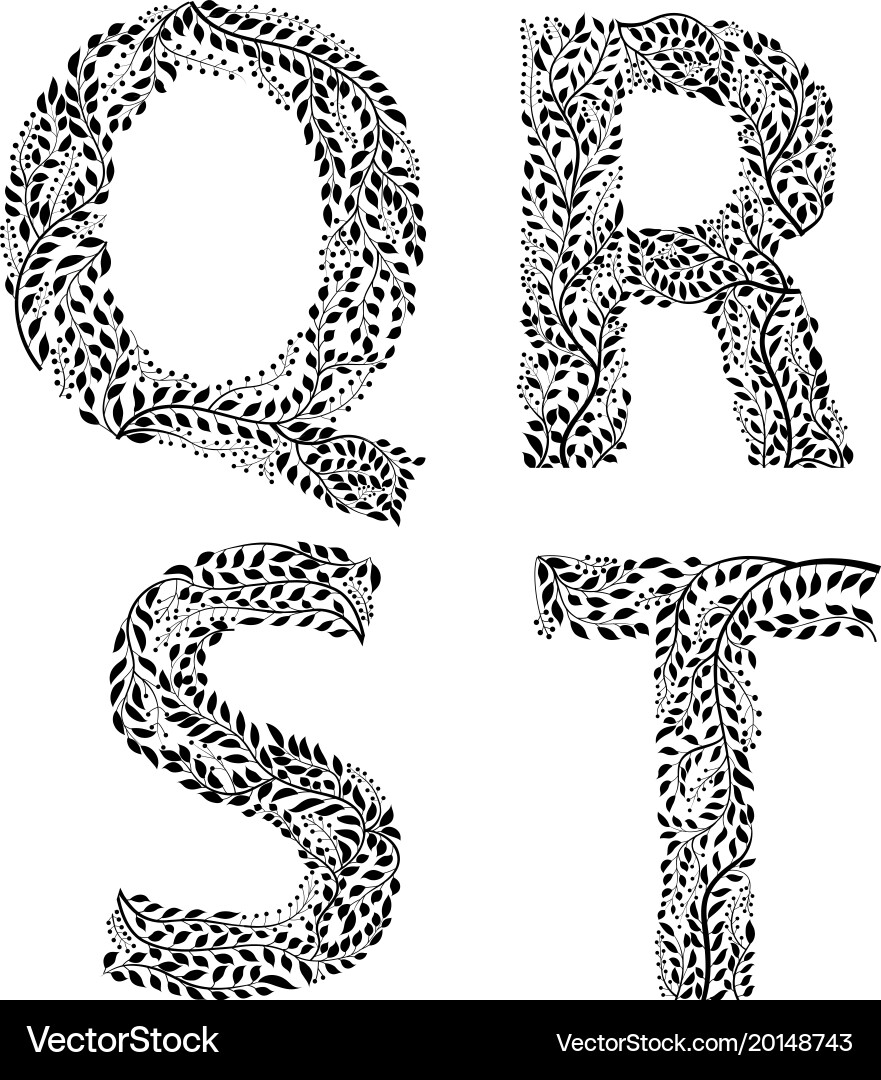 Leafy Letters QRS Royalty Free Vector Image - VectorStock