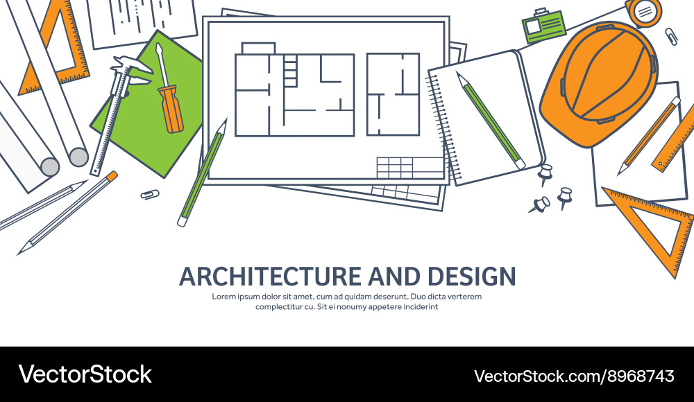 Lined outline engineering Royalty Free Vector Image