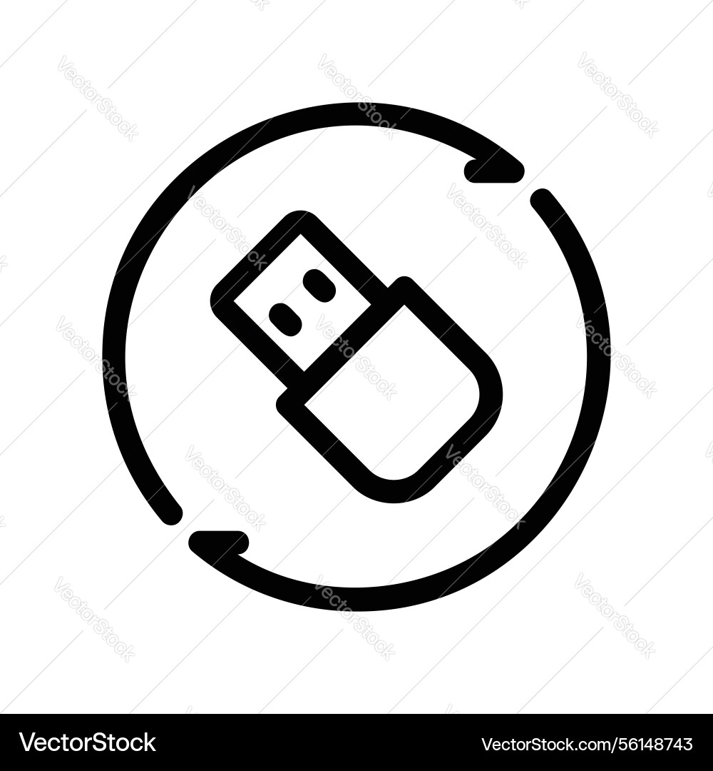 Outline usb flash drive within circular arrows Vector Image