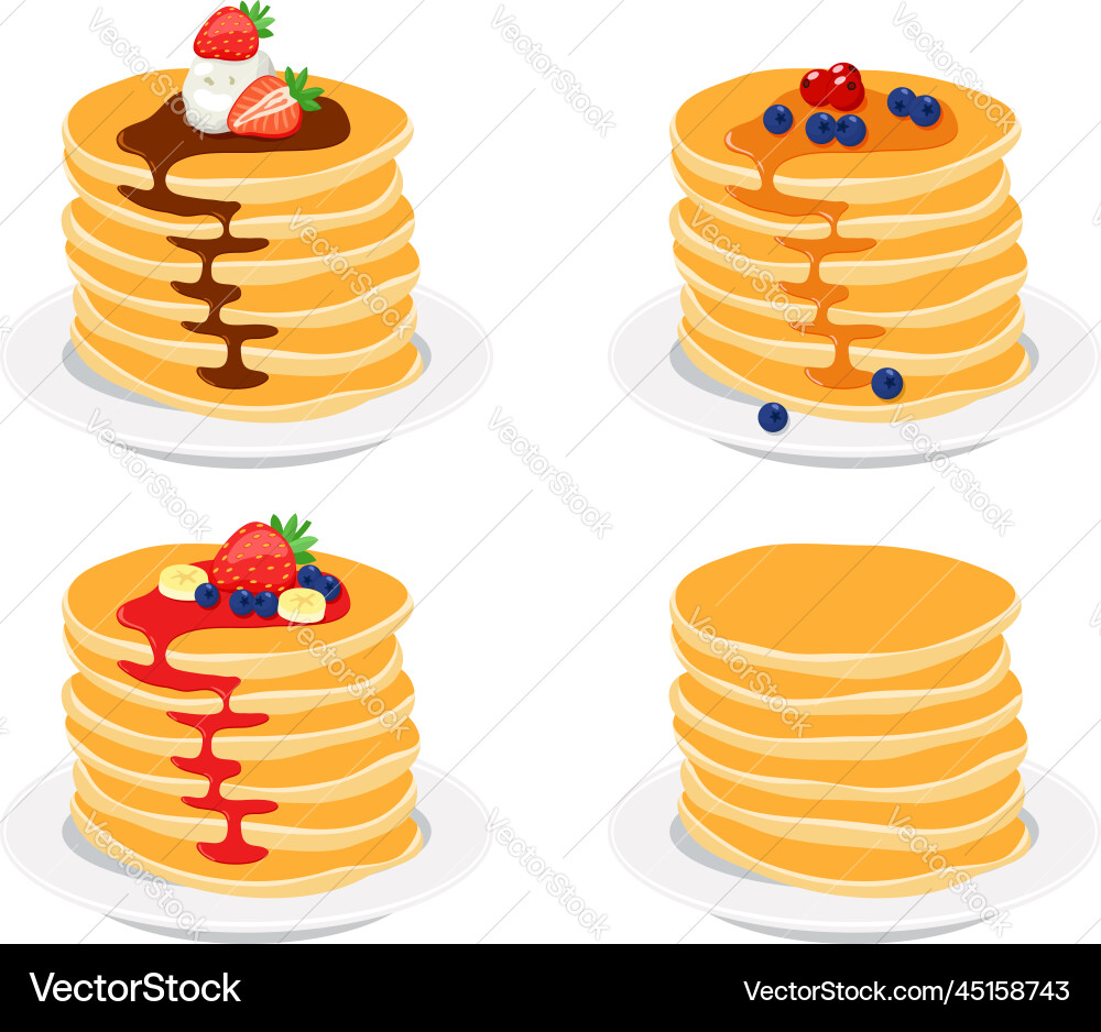 Pancake stacks Royalty Free Vector Image - VectorStock