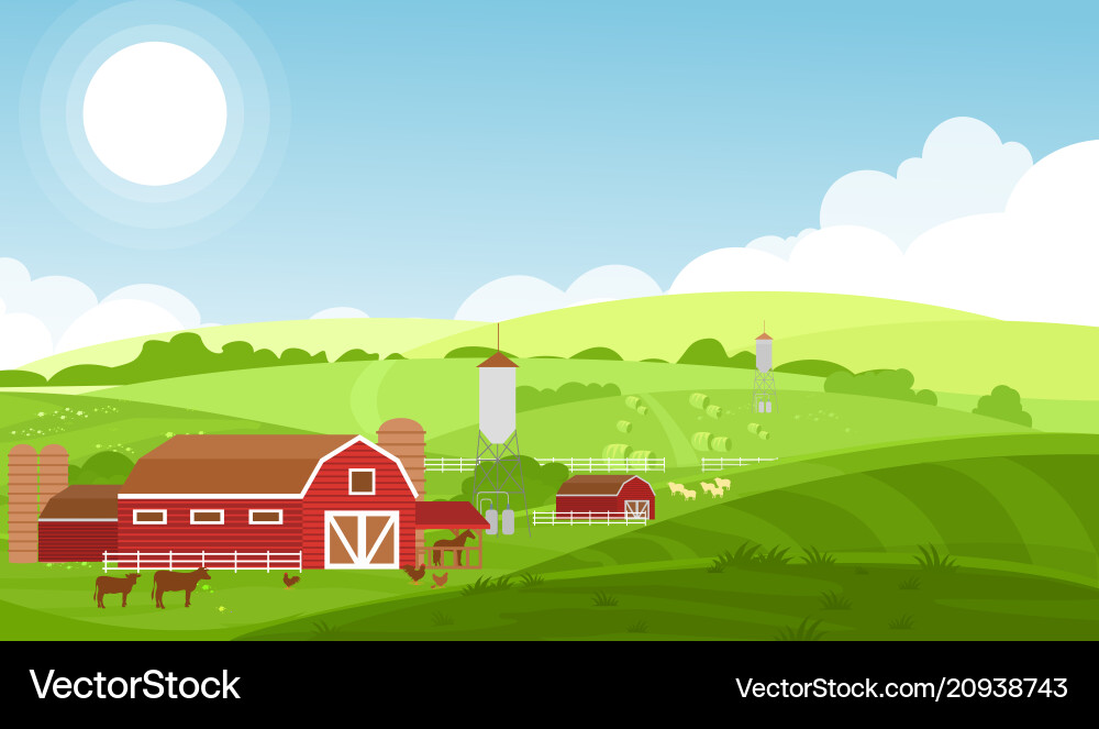 Scenic Farm Landscape Royalty Free Vector Image