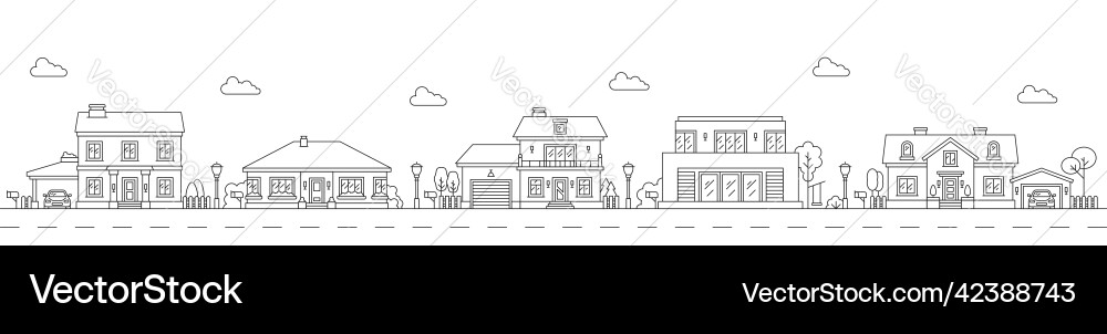 Suburban Line Art Townscape Royalty Free Vector Image