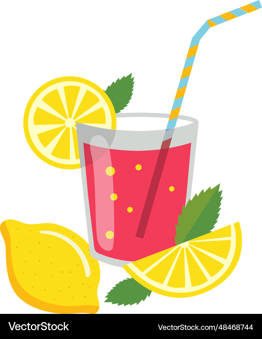 Berry drink glass fresh juice with lemon slice Vector Image