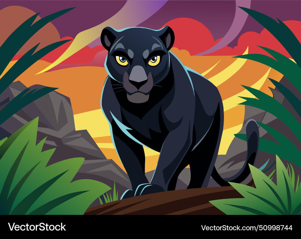Black panther in its natural environment Vector Image