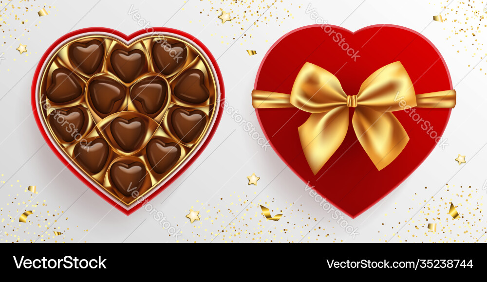 Box Chocolate Sweets In Heart Shape Royalty Free Vector