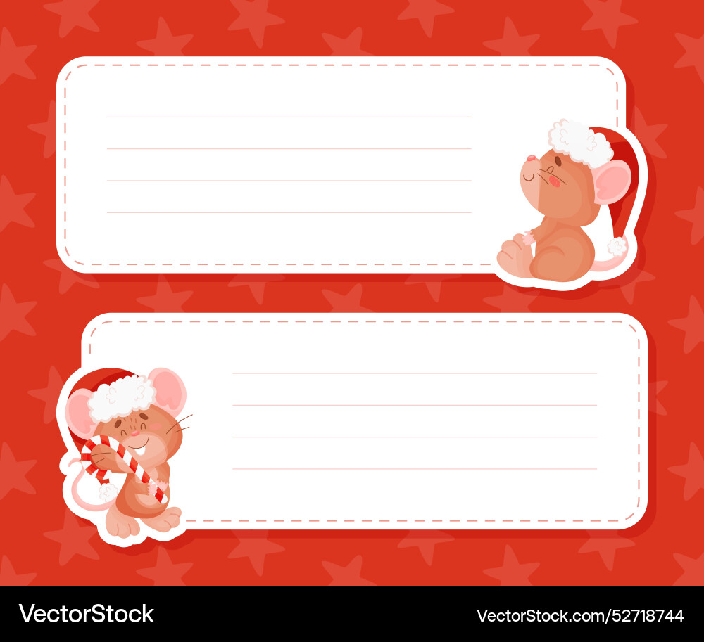 Empty note card with cute little mouse character Vector Image