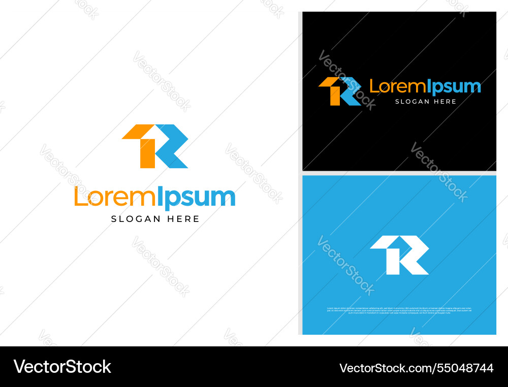 Geometric letter t r logo design concept arrow Vector Image
