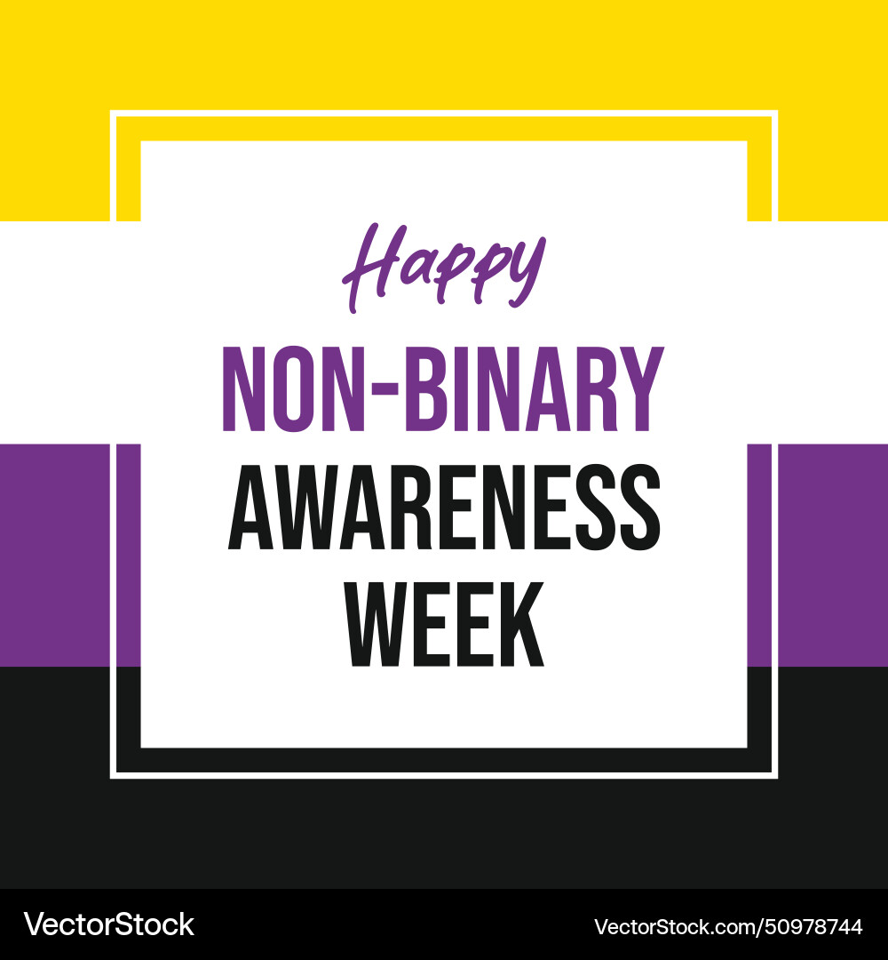 Happy non-binary awareness week poster Royalty Free Vector