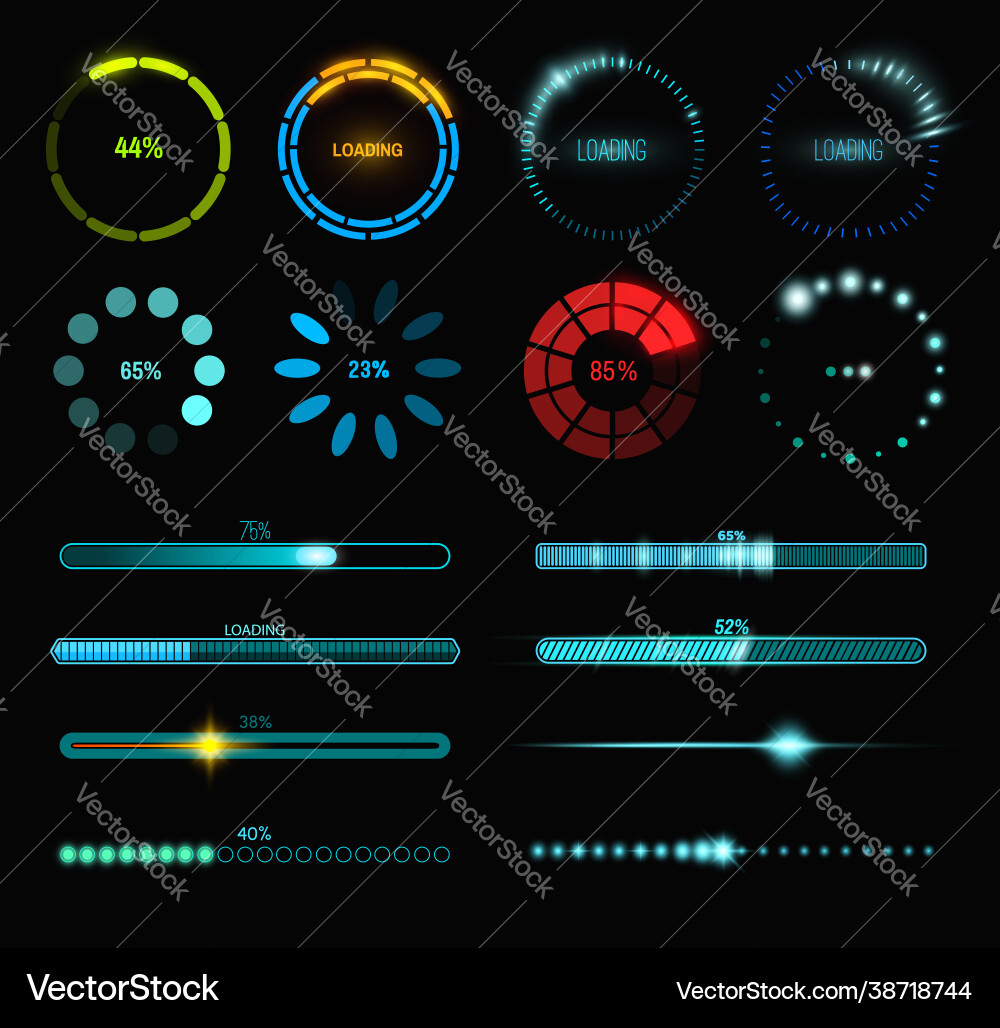 Loading process and status bar icons hud interface