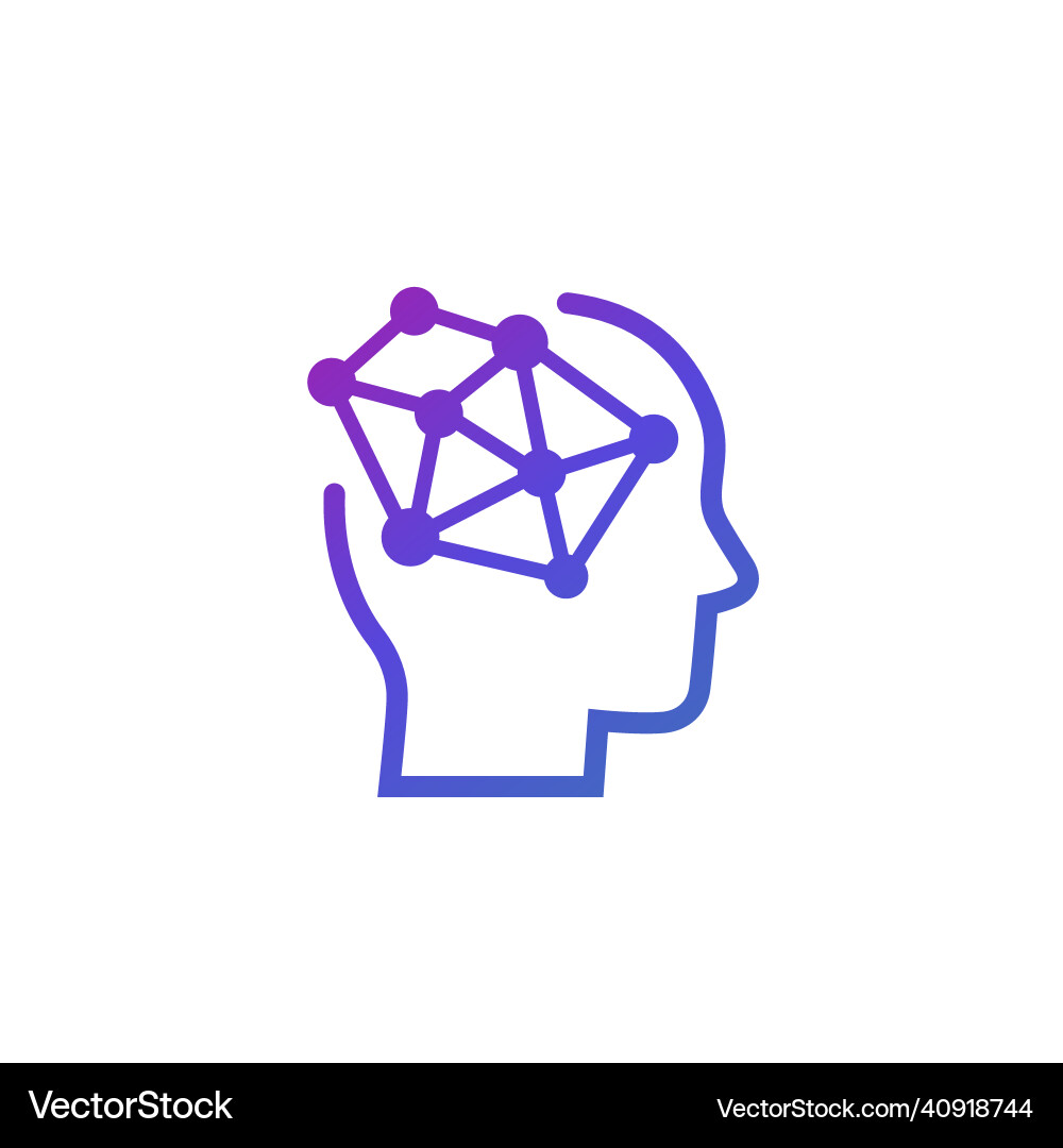 Neuron connections icon with head Royalty Free Vector Image