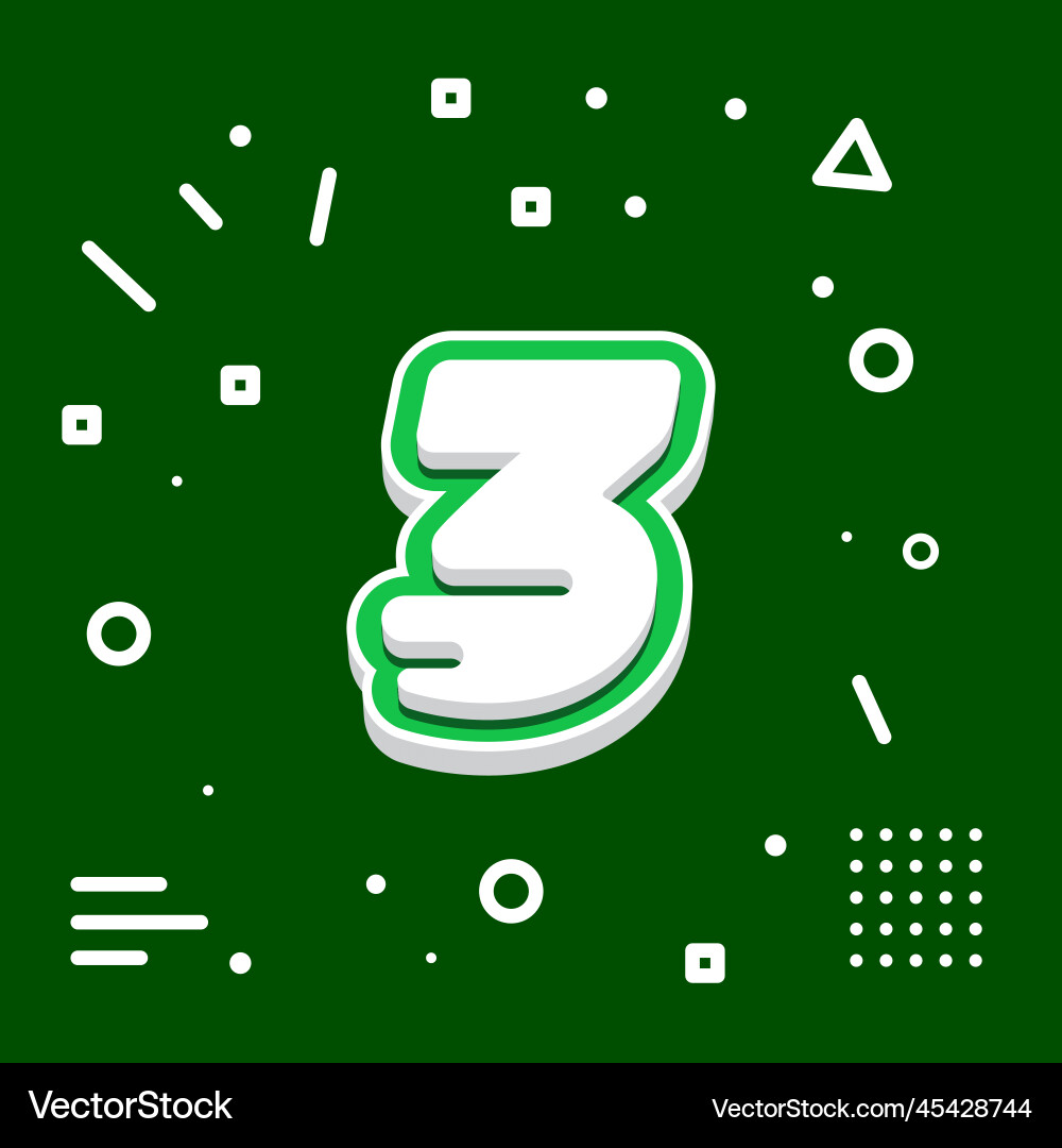 Number 3 3d colorful speed icon Royalty Free Vector Image