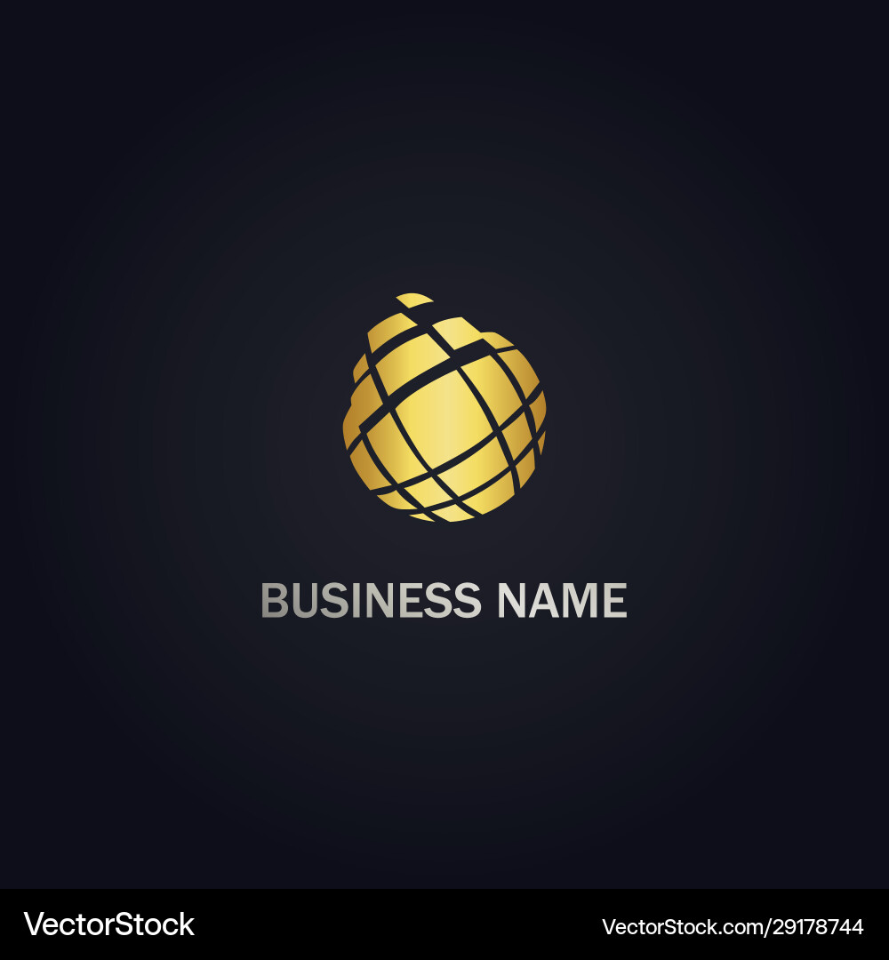 Sphere globe digital technology gold logo Vector Image