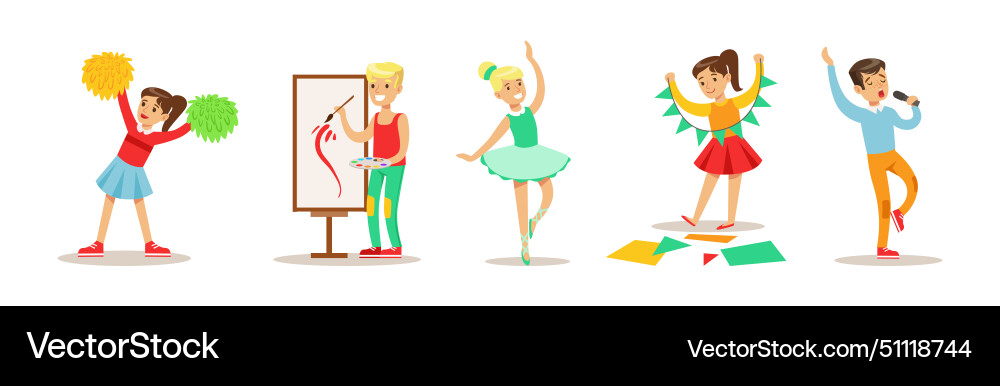 Talented children enjoy creative hobby Royalty Free Vector