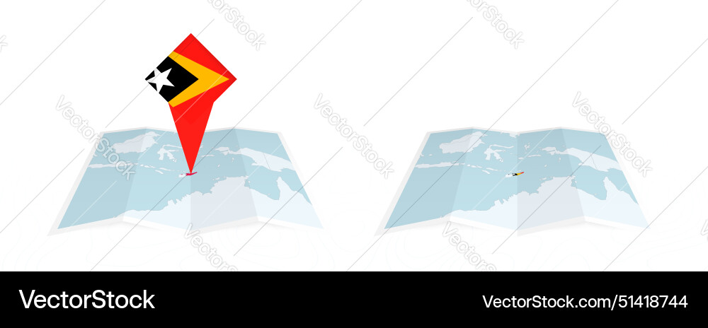 Two versions of an east timor folded map one with Vector Image