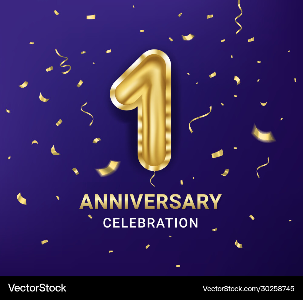 1st year anniversary celebration design template Vector Image