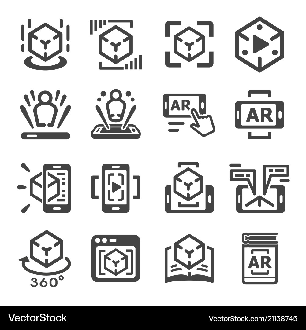 Augmented Reality Icon Set Royalty Free Vector Image