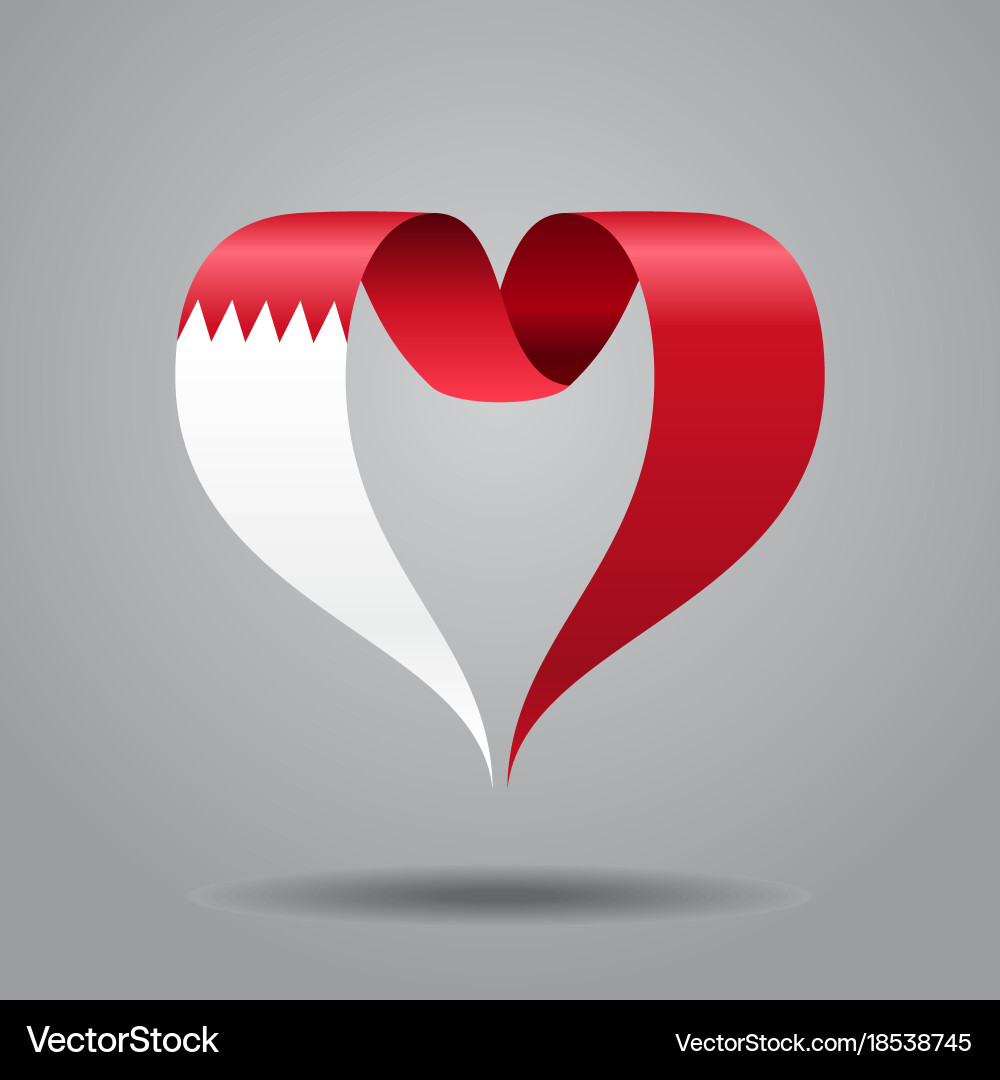 Bahrain flag heart-shaped ribbon Royalty Free Vector Image