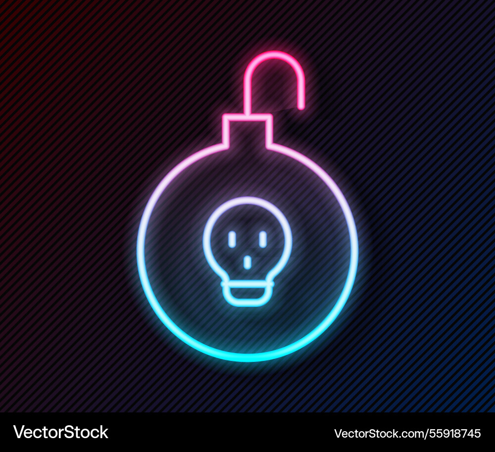 Glowing neon line nuclear bomb icon isolated on Vector Image