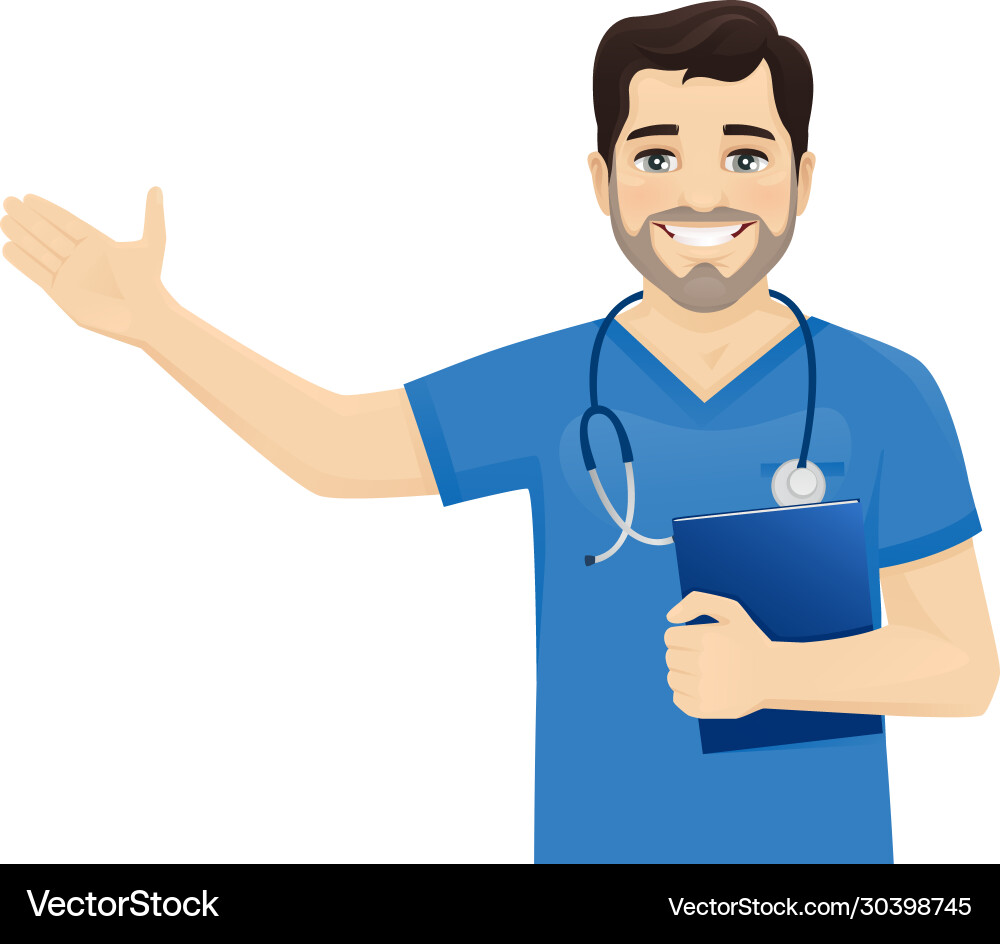 Male nurse character set Royalty Free Vector Image