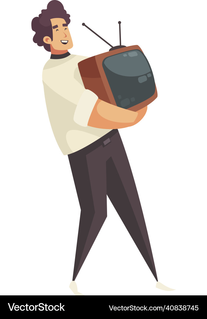 Man with tv composition Royalty Free Vector Image