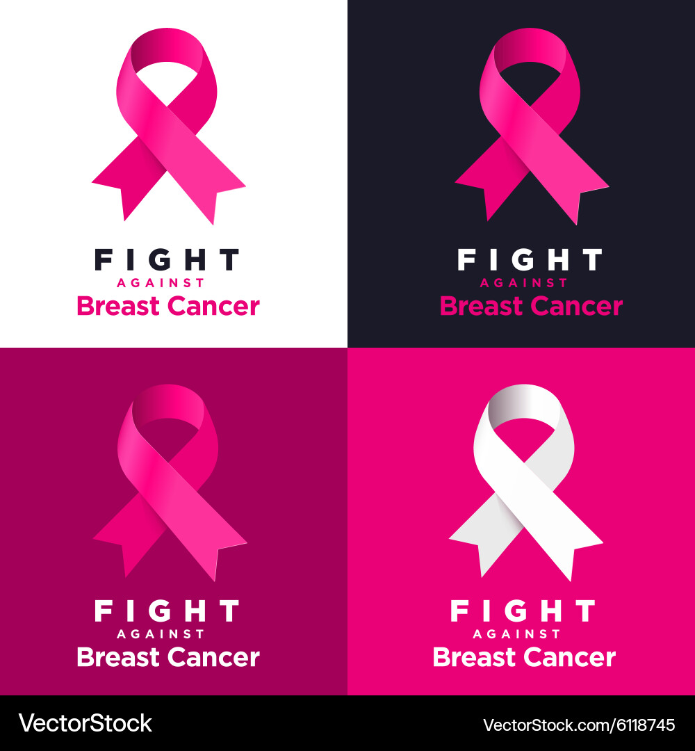 Pink ribbon on various backgrounds fight Vector Image