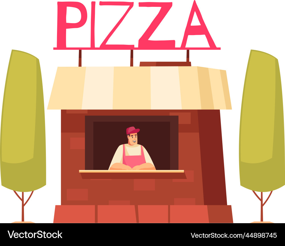 Pizza booth storefront composition Royalty Free Vector Image