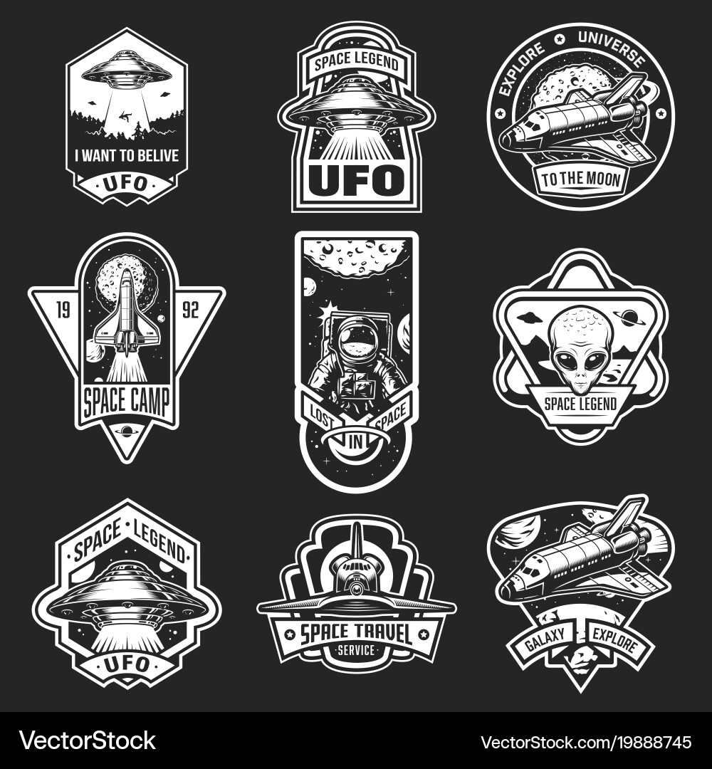 Vintage Space Badges & Emblems Royalty Free Vector Image