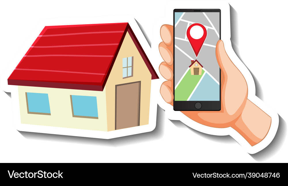 A sticker template with location pin Royalty Free Vector