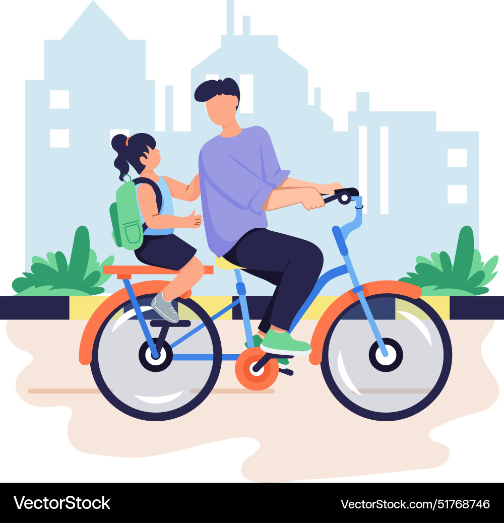Editable flat of bicycle ride Royalty Free Vector Image