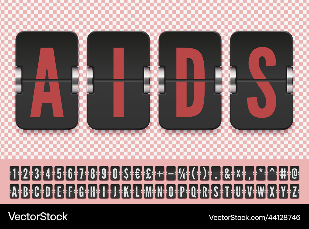 Flip countdown timer font with shadows isolated Vector Image