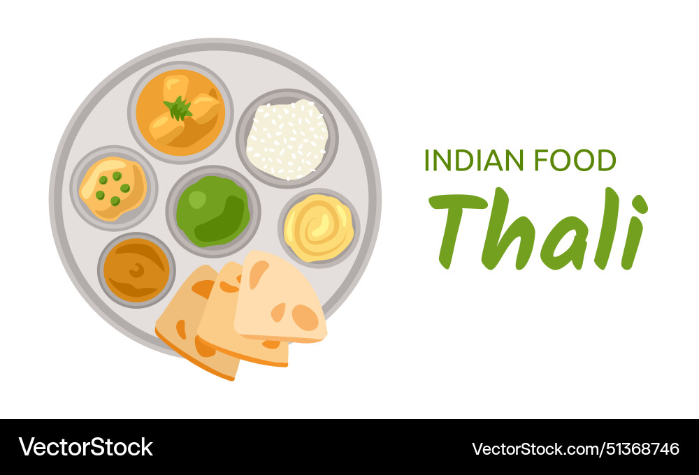 Indian thali - plate traditional dishes rice Vector Image
