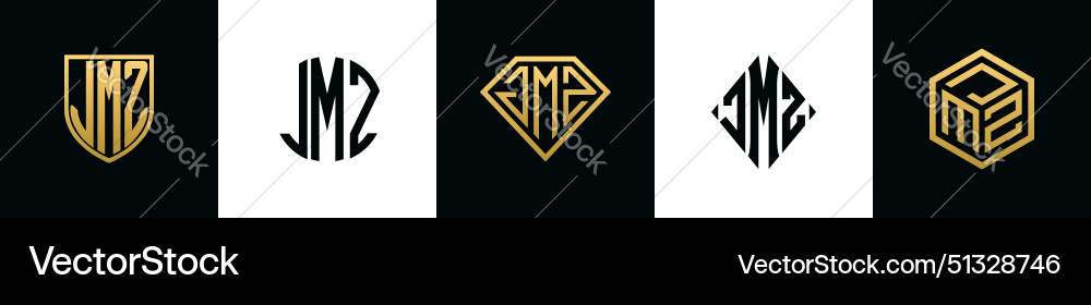 Initial letters jmz logo designs bundle Royalty Free Vector