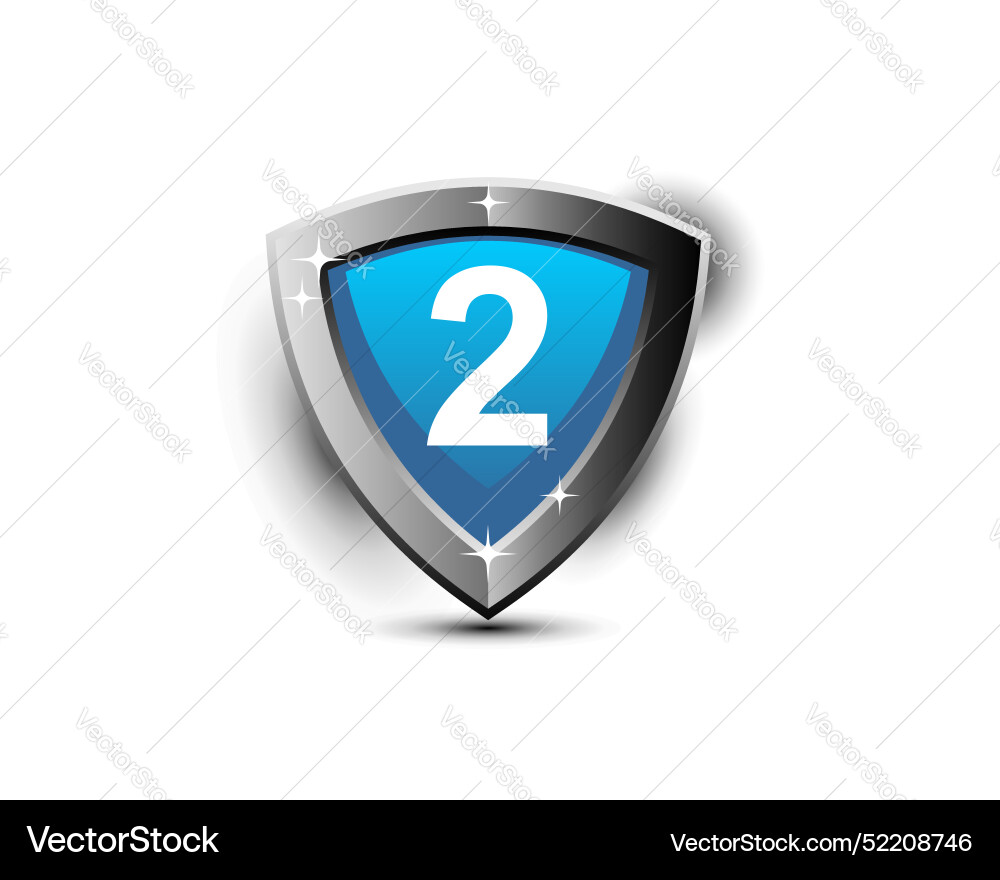 Modern shield number 2 icon badge design Vector Image