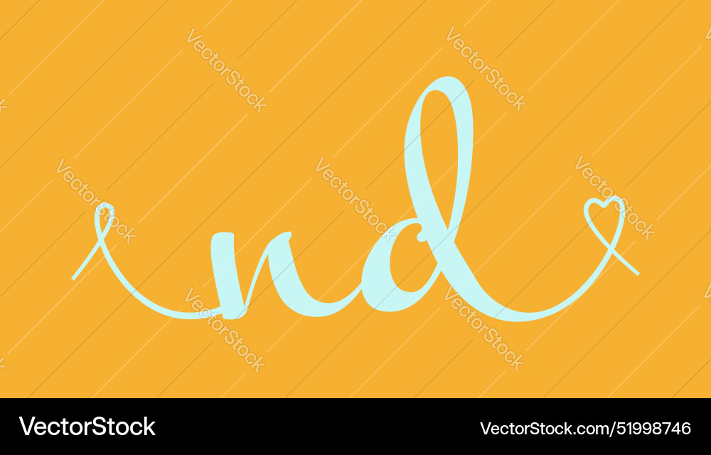 Nd initial wedding monogram calligraphy hand Vector Image