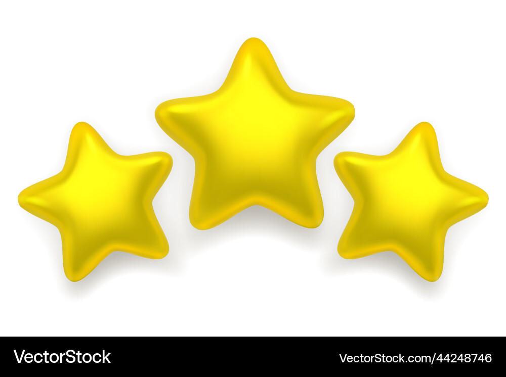 Three realistic shiny lucky stars isolated Vector Image