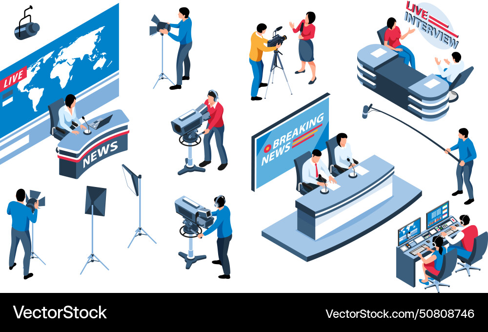 Tv studio set Royalty Free Vector Image - VectorStock