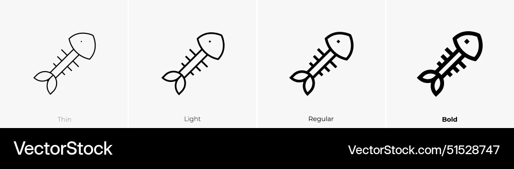 Fish bone icon thin light regular and bold style Vector Image