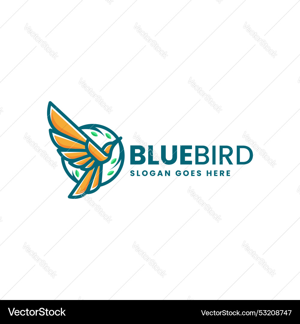 Logo blue bird simple mascot style Royalty Free Vector Image