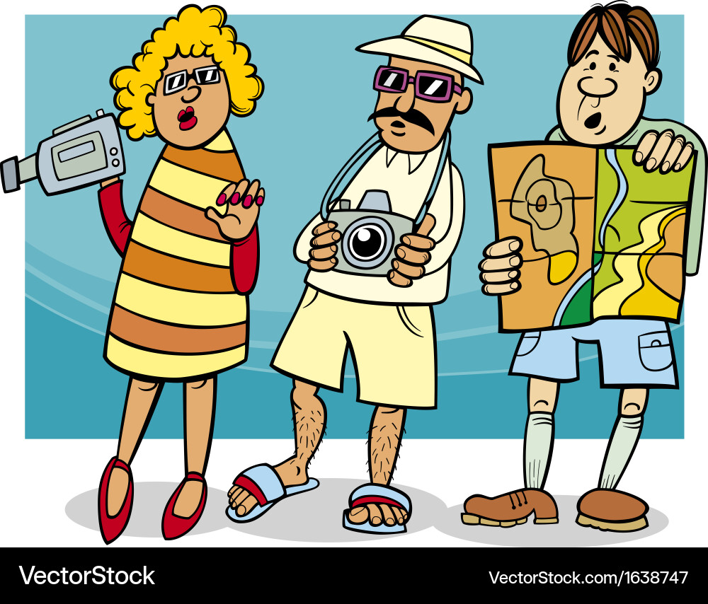 Tourist group cartoon Royalty Free Vector Image